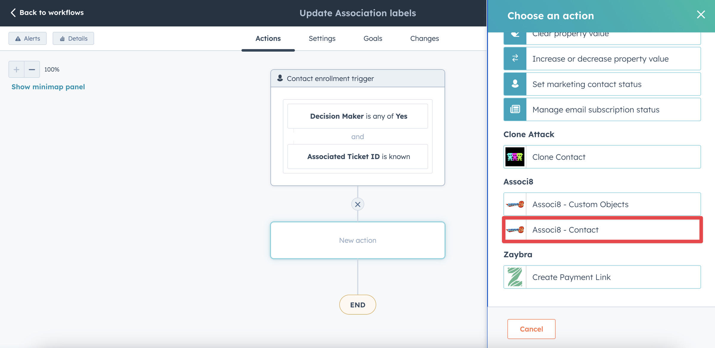 How to Update Association Labels for Existing Associations
